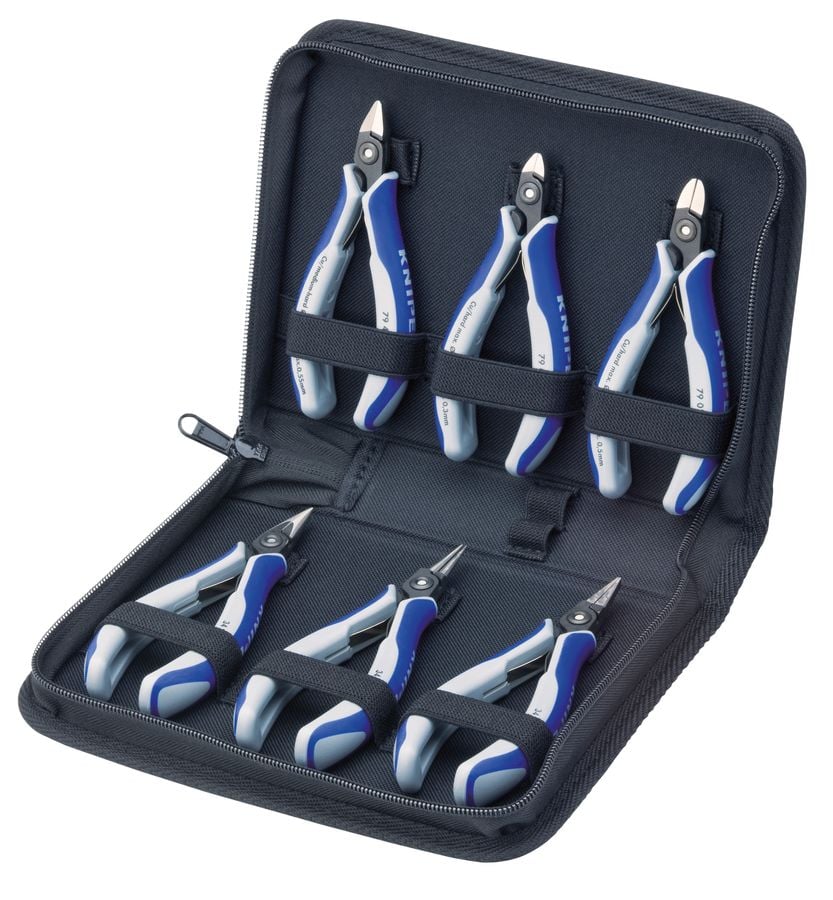 6 Pc Precision Electronics Pliers Set in Zipper Pouch | KNIPEX Tools