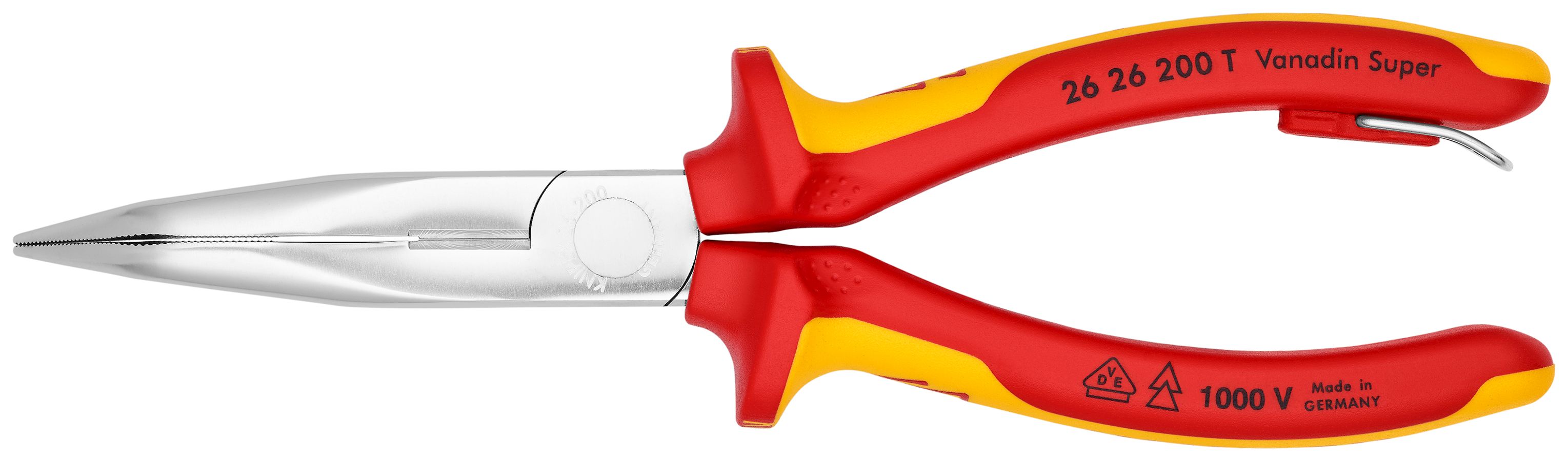 Long Nose 40° Angled Pliers with Cutter-1000V Insulated-Tethered ...